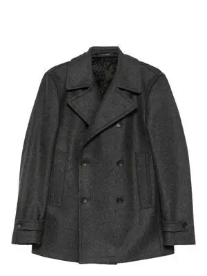 Tagliatore Felted Texture Pea Coat - Gray