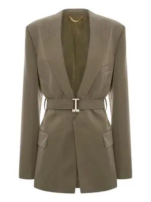 Victoria Beckham Tailored Belted Blazer - Green
