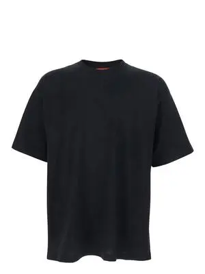 DIESEL® Crew Neck T-shirt With Embroidered Oval D Logo On The Front In Cotton For - Black