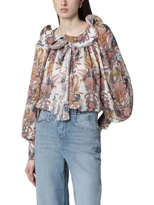 Farm Rio Sea Garden Blouse - Multicolor