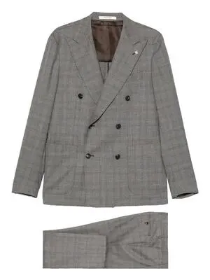 Tagliatore Grey Suits Double Breasted Suits - Gray
