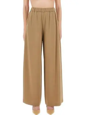Max Mara Wide Leg Silk Blend Trousers - Cream