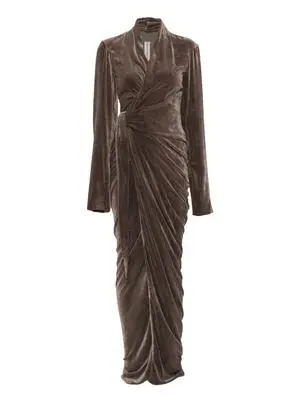 Rick Owens Draped Velvet Maxi Dress - Multicolor