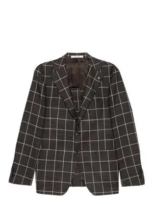 Tagliatore TAGLIATORE Checked Alpaca-Wool Blend Blazer Brown