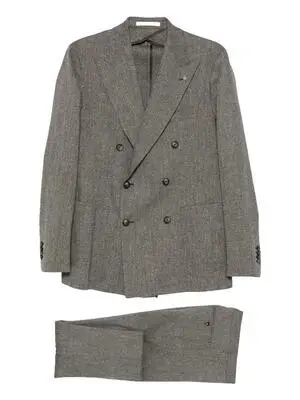 Tagliatore Grey Suits Double Breasted Suits - Gray