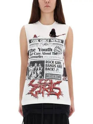 Dolce & Gabbana Printed Sleeveless Top - White