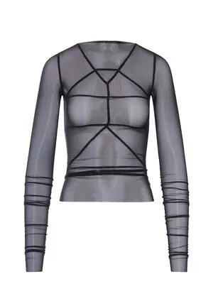 Rick Owens Transparent Tulle Temple T-shirt - Black