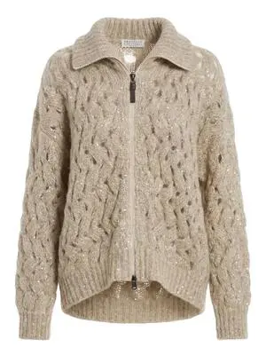 Brunello Cucinelli Sequined Cable Knit Cardigan - Multicolor
