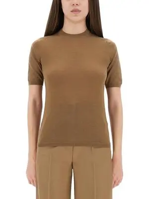 Max Mara MAX MARA Virgin Wool Short Sleeve Jersey Brown