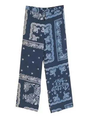 Attico Printed Viscose Palazzo Pants - Blue
