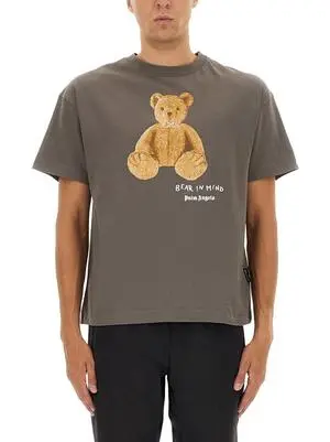 Palm Angels T-shirt With Print - Gray