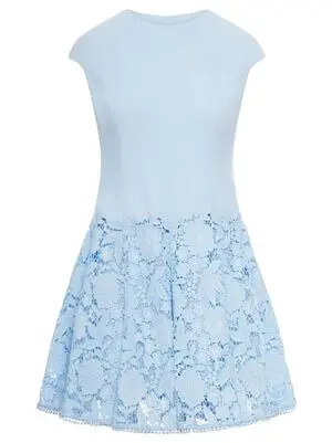 SELF-PORTRAIT Crepe Lace Mini Dress - Blue