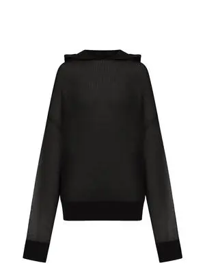 Rick Owens Semi-transparent Knit Hooded Sweatshirt - Black