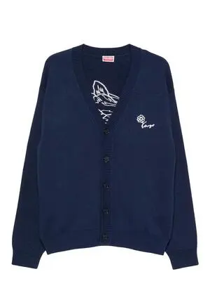 Kenzo Embroidered Floral Cardigan - Blue