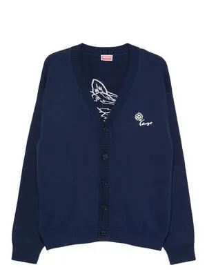 Kenzo Embroidered Floral Cardigan - Blue
