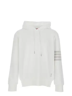 Thom Browne THOM BROWNE 4BAR Logo Cotton Drawstring Hoodie Multicolor