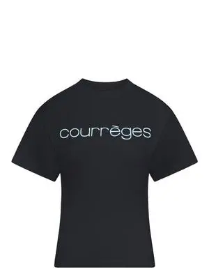 COURREGES Printed Cotton T-shirt - Black