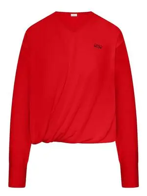 Loewe Loewe Women Draped Merino Wool Sweater Red
