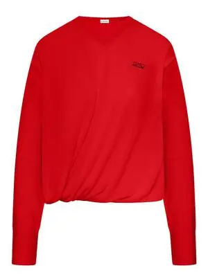 Loewe Draped Merino Wool Sweater - Red