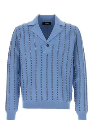 Fendi Fendi Men Cerulean Blue Cotton Polo Shirt Blue