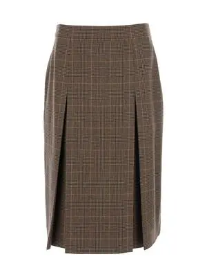 Saint Laurent Check Motif Wool And Cashmere Midi Skirt - Multicolor