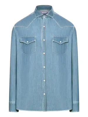 Brunello Cucinelli Long-sleeved Denim Shirt - Multicolor