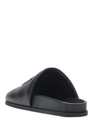 Givenchy Label Flat Mules In Nappa Leather - Black