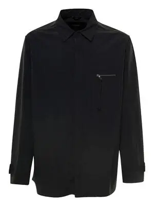 Fendi Blue Jacket With Patch Zipped Pocket And Logo In Nylon - Multicolor