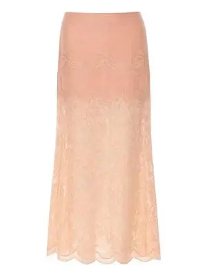 Rabanne Midi Lace Skirt - Pink