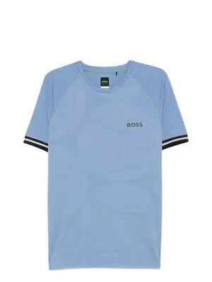 BOSS T-shirt With Logo Print And Contrast Trim - Blue