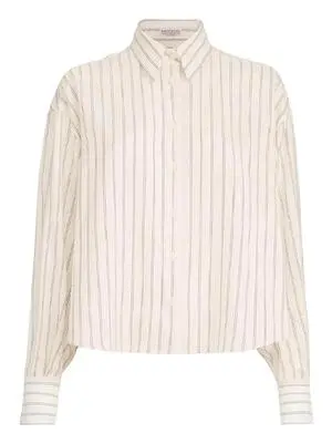 Brunello Cucinelli Silk Striped Button Up Shirt - Multicolor