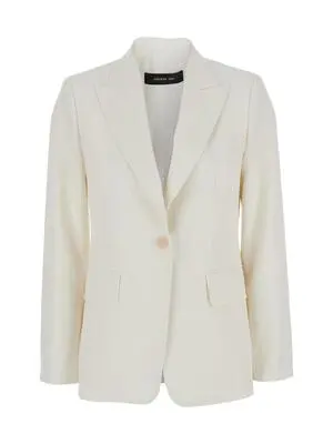Max Mara Palchi' White Jacket With Classic Lapels In Virgin Wool - Multicolor