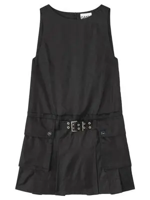 GANNI Belted Mini Dress - Black