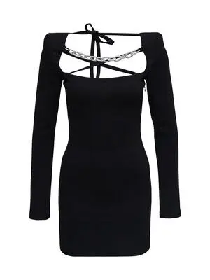 Giuseppe Di Morabito Black Jersey Dress With Chain Detail - Multicolor