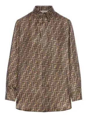 Fendi Ff Silk Shirt - Brown