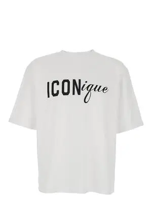Dsquared2 Crew Neck T-shirt With Maxi Logo On The Front In Cotton For - White