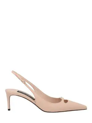 Dolce & Gabbana Leather Lollo Slingback Pumps - Cream
