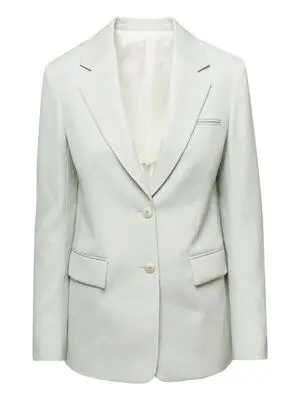 LANVIN Light Green Mono-breasted Blazer With Pockets In Wool - Multicolor