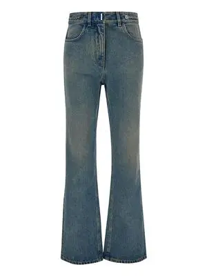 Givenchy Vintage Wash Denim 4g Detail Bootcut Jeans - Multicolor