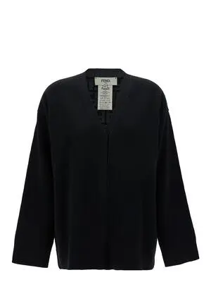 Fendi Fendi Reversible Jacquard FF Motif Cardigan Multicolor