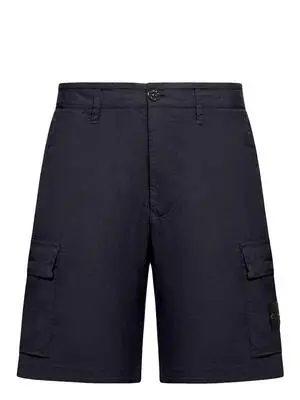 Stone Island Cargo Bermuda Shorts With Removable Badge - Blue