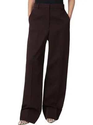 Stella McCartney Wool Straight Leg Trousers - Brown