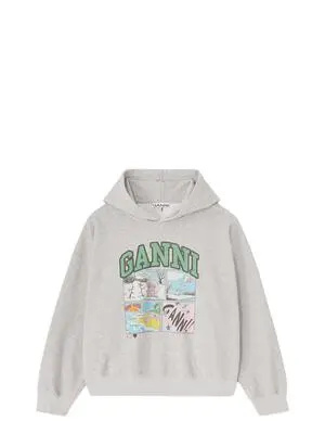 GANNI Organic Cotton Logo Hoodie - Gray
