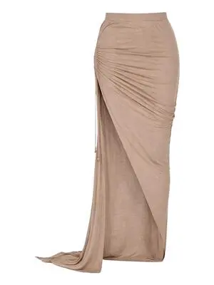 Rick Owens Long Skirt With Slit - Cream