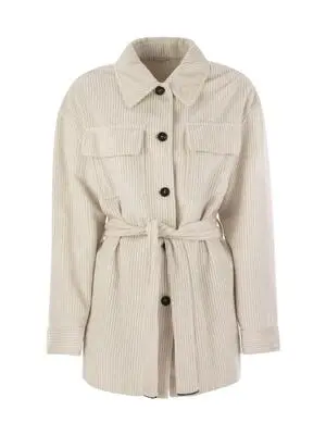 Brunello Cucinelli Corduroy Safari-style Jacket With Jewellery - Multicolor