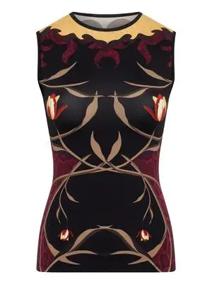 MARINE SERRE Printed Sleeveless Top - Black