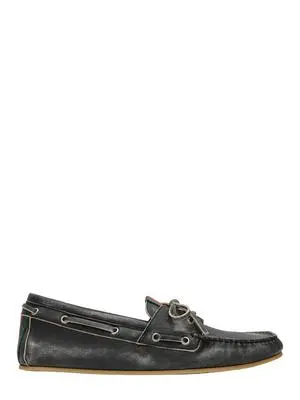 Gucci Leather Boat Shoes - Black