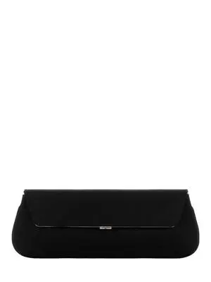 Amina Muaddi Satin Ami Clutch - Black