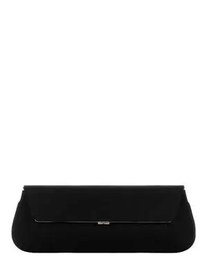 Amina Muaddi Satin Ami Clutch - Black