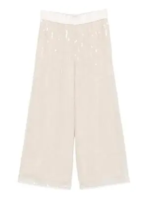 Peserico PESERICO Sequined Palazzo Trousers Cream